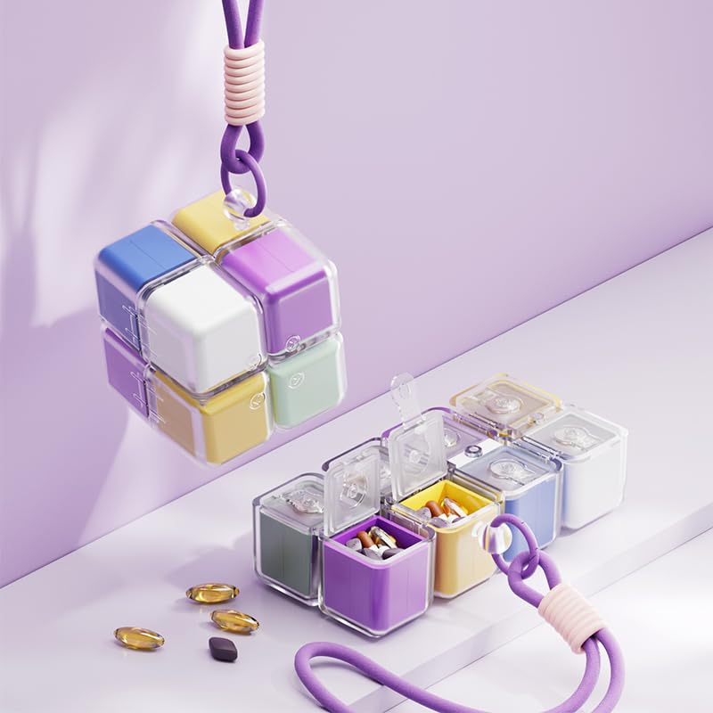 Weekly Magnetic Pill Organizer Cube | Travel Medicine Box – Home Asthetics