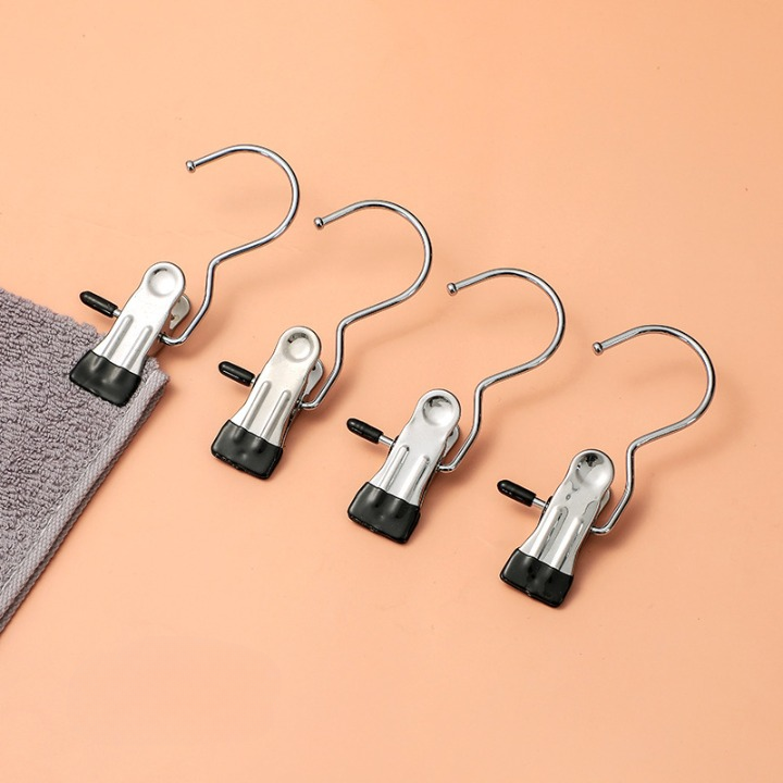 Stainless Steel Hanging Clips with Hooks for Wardrobe & Towels – Home ...